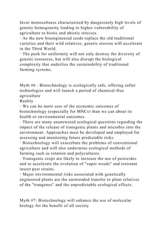 Genetic Engineering in AgricultureFew topics in agriculture are .docx