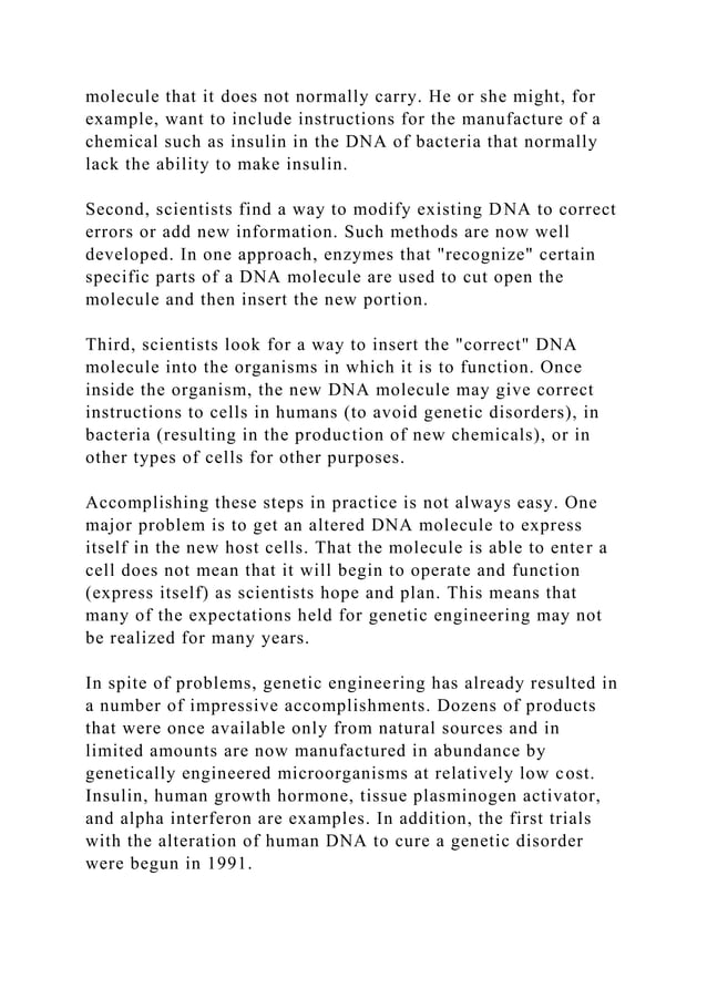 Genetic Engineering in AgricultureFew topics in agriculture are .docx