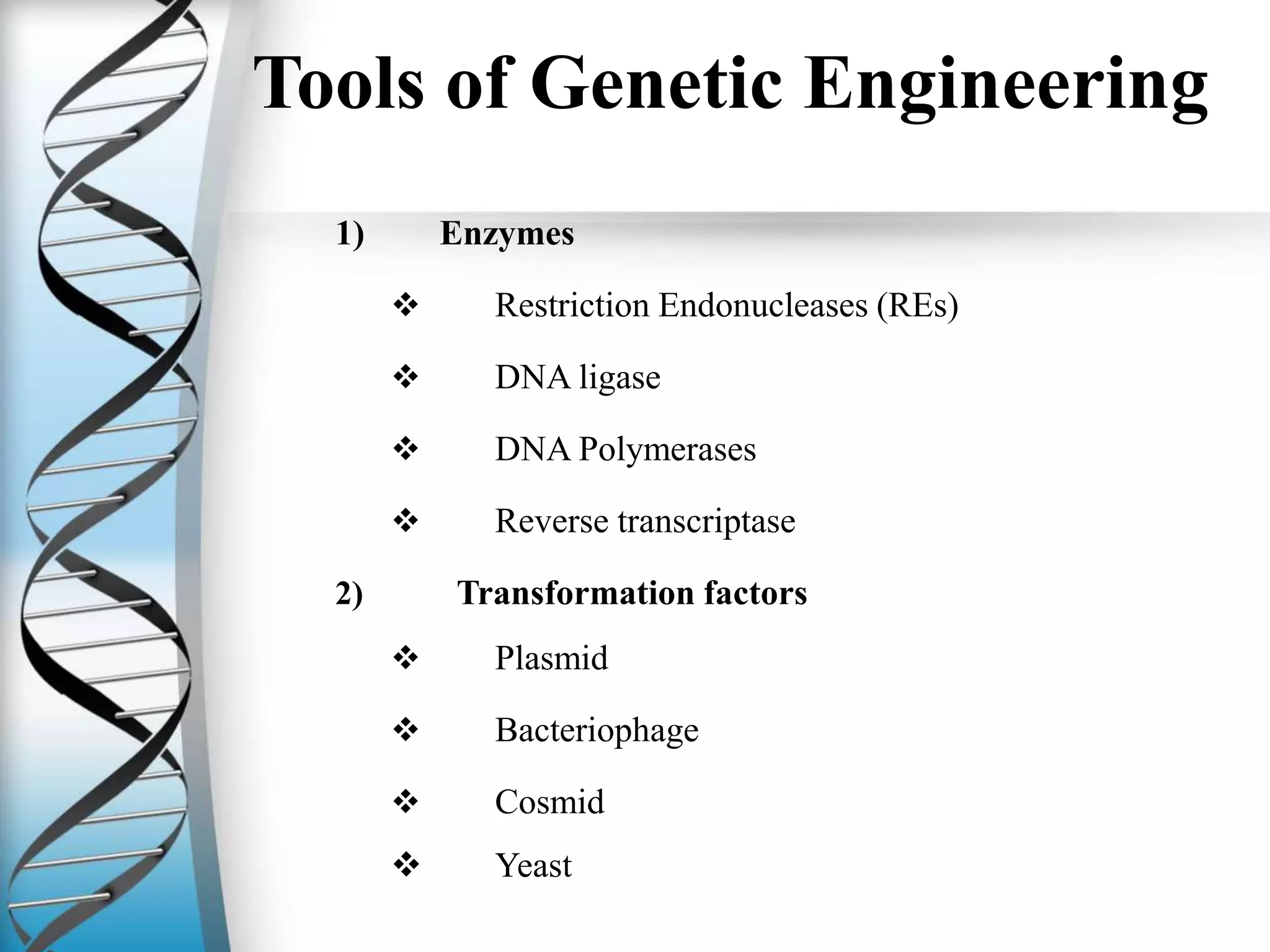 Genetic engineering principle, tools, techniques, types and application ...