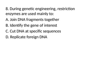 GENETIC ENGINEERING QUIZ.pptx....................... | PPTX