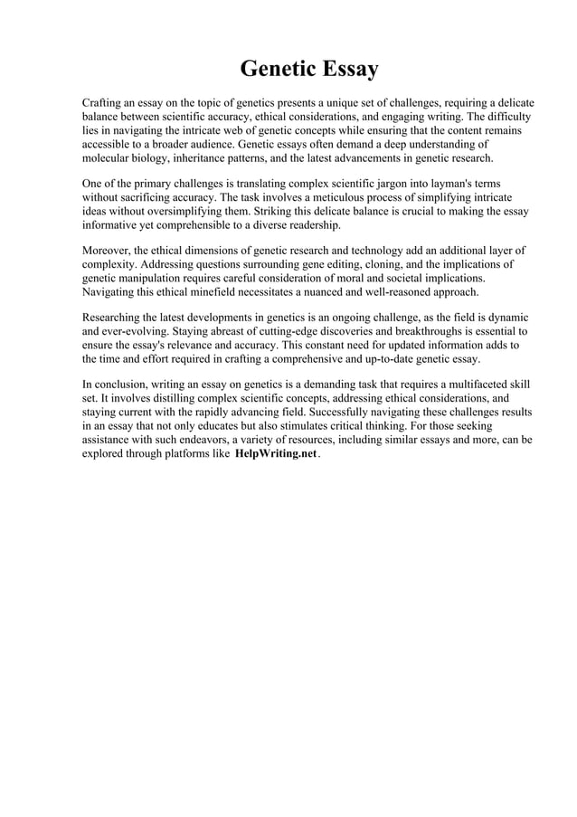 Genetic Essay. Research paper on genetics. How to Write a Genetic ...