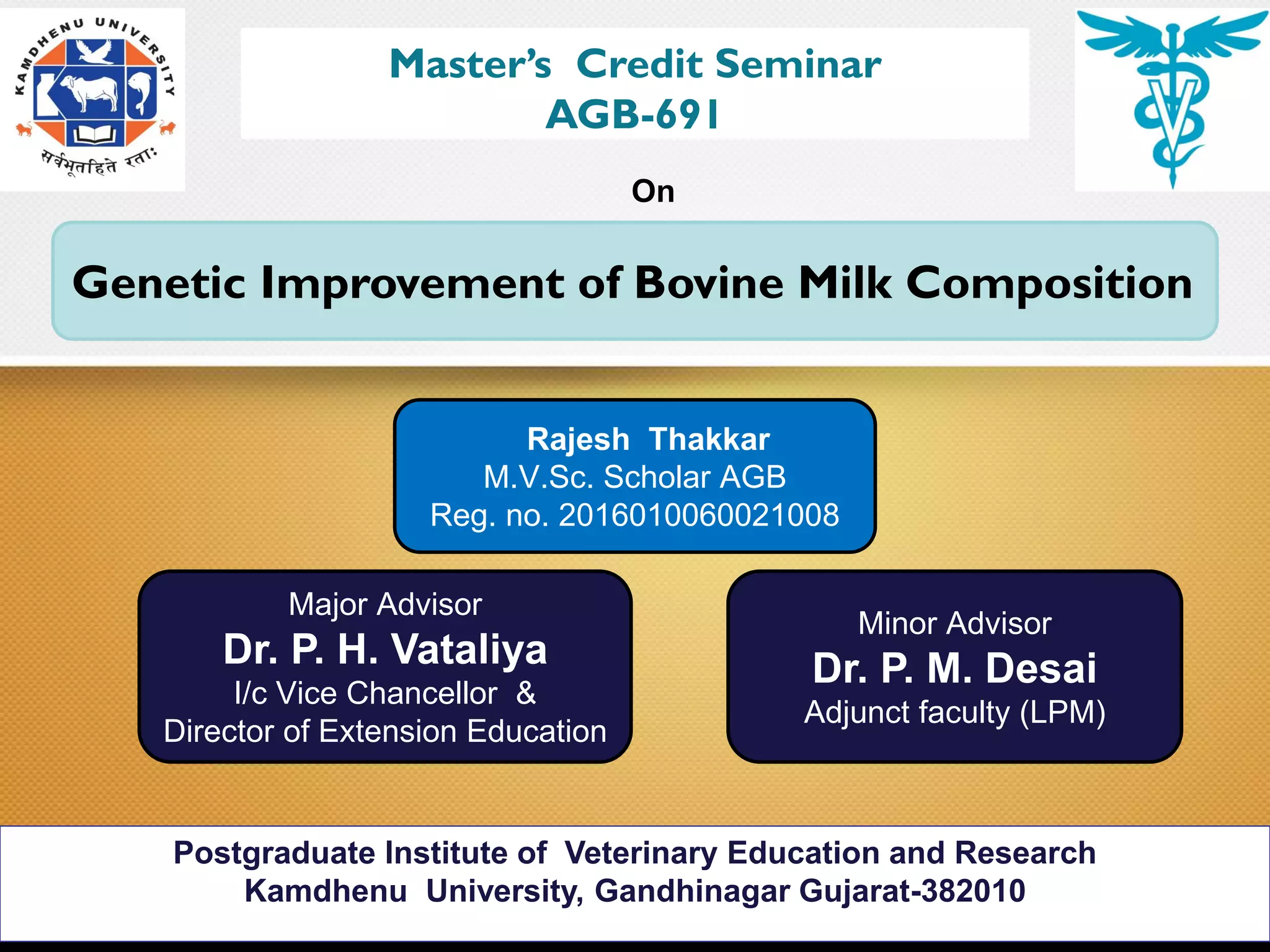 Genetic improvement of bovine milk composition | PDF