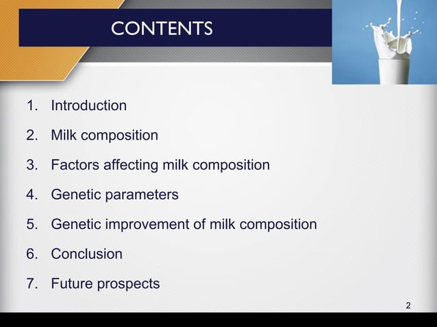 Genetic improvement of bovine milk composition | PPT