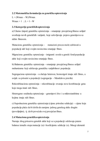 Geneticko opterecenje populacija | DOCX