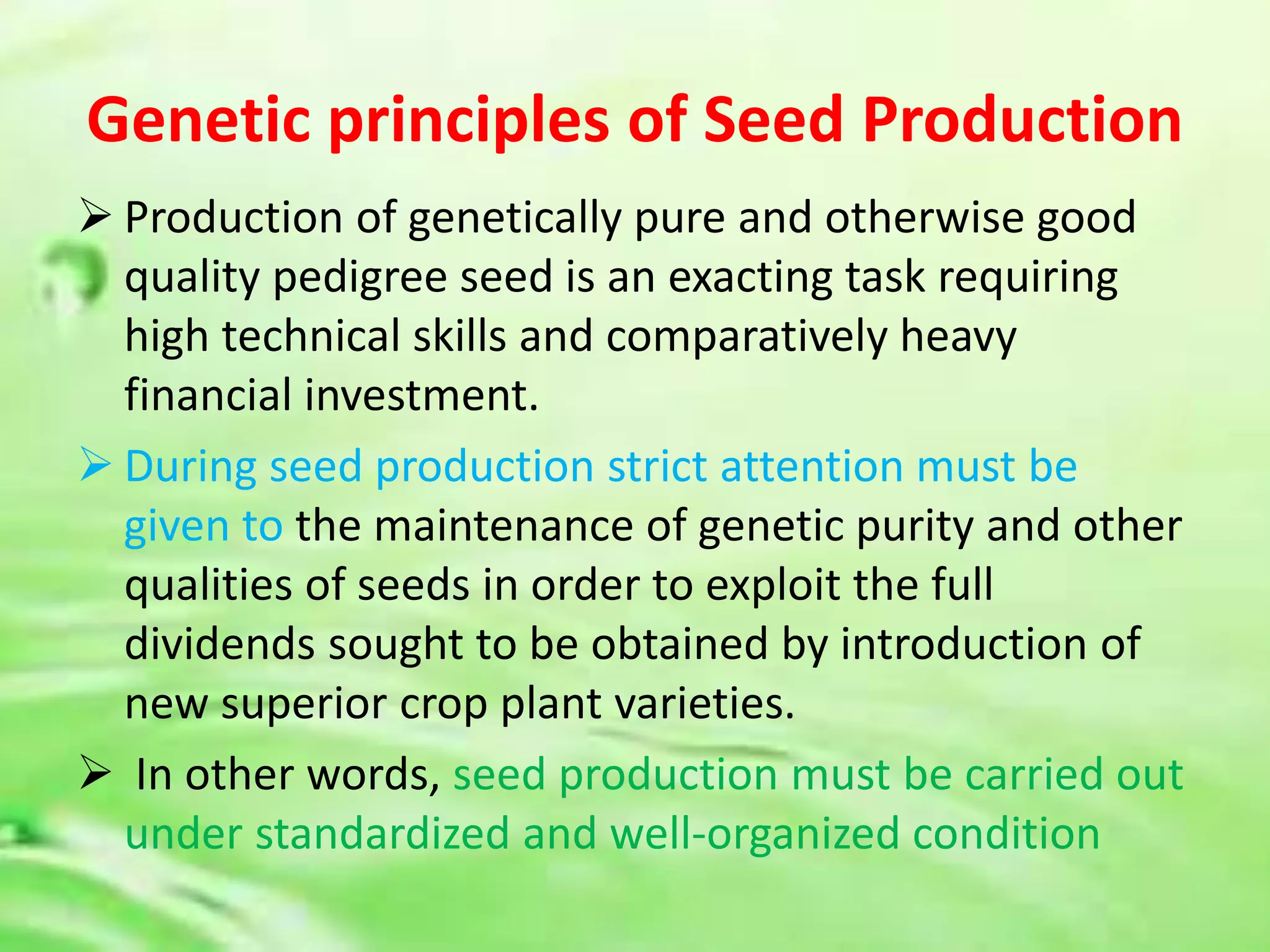 Genetic principles of seed production | PPTX