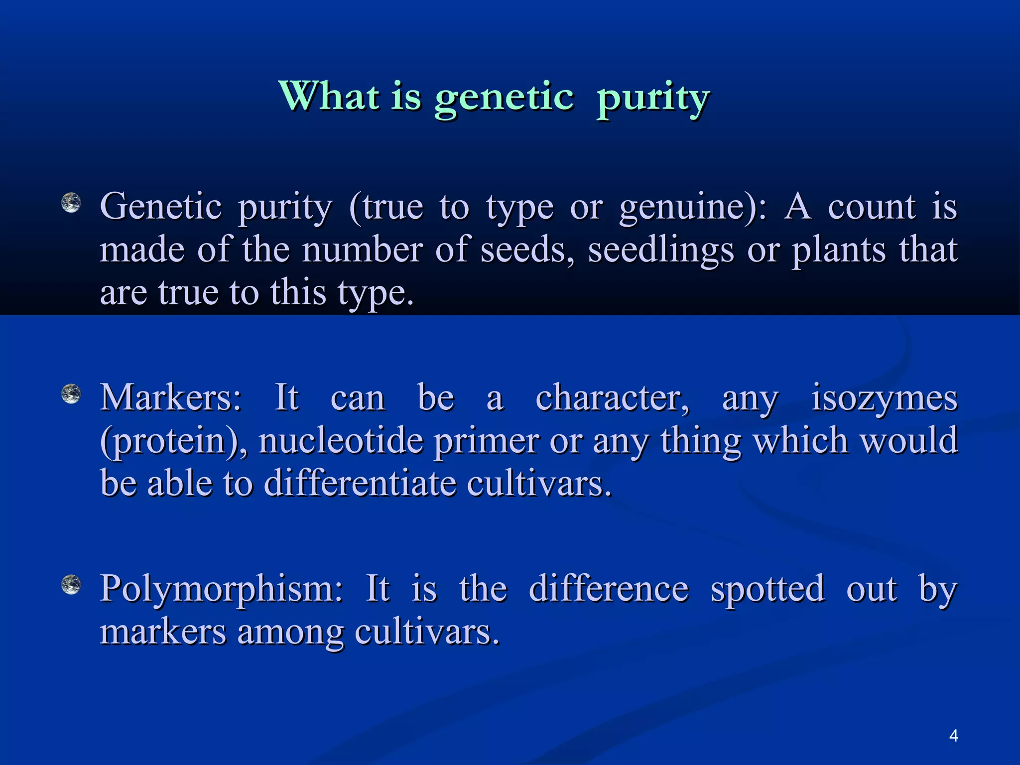 Genetic purity testing | PPT