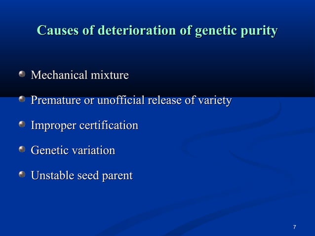 Genetic purity testing | PPT | Genetics | Science