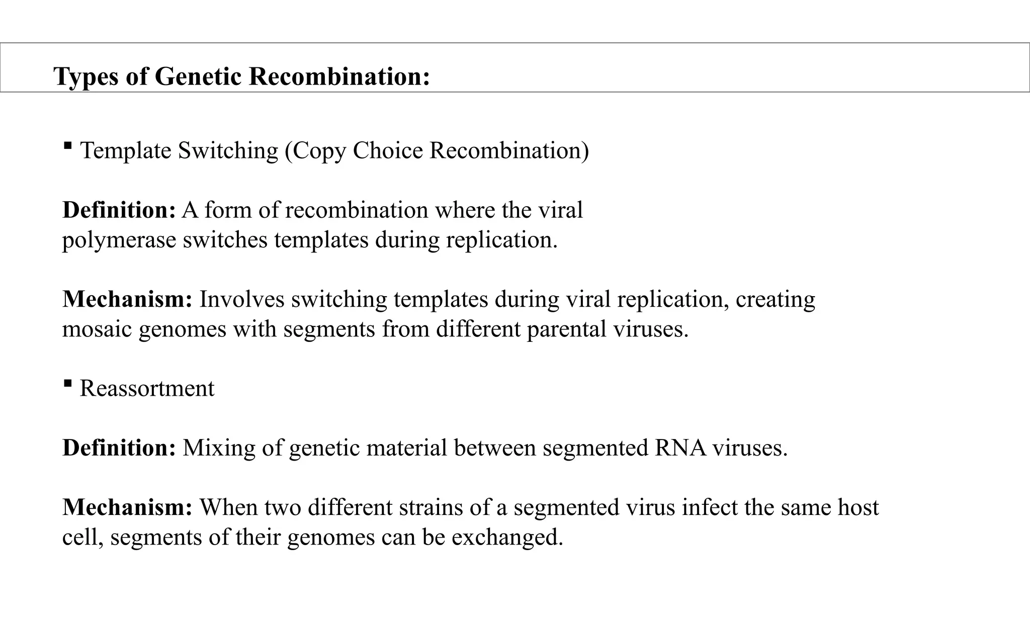 Genetic Recombination in Viruses: Mechanisms and Implications | PPT