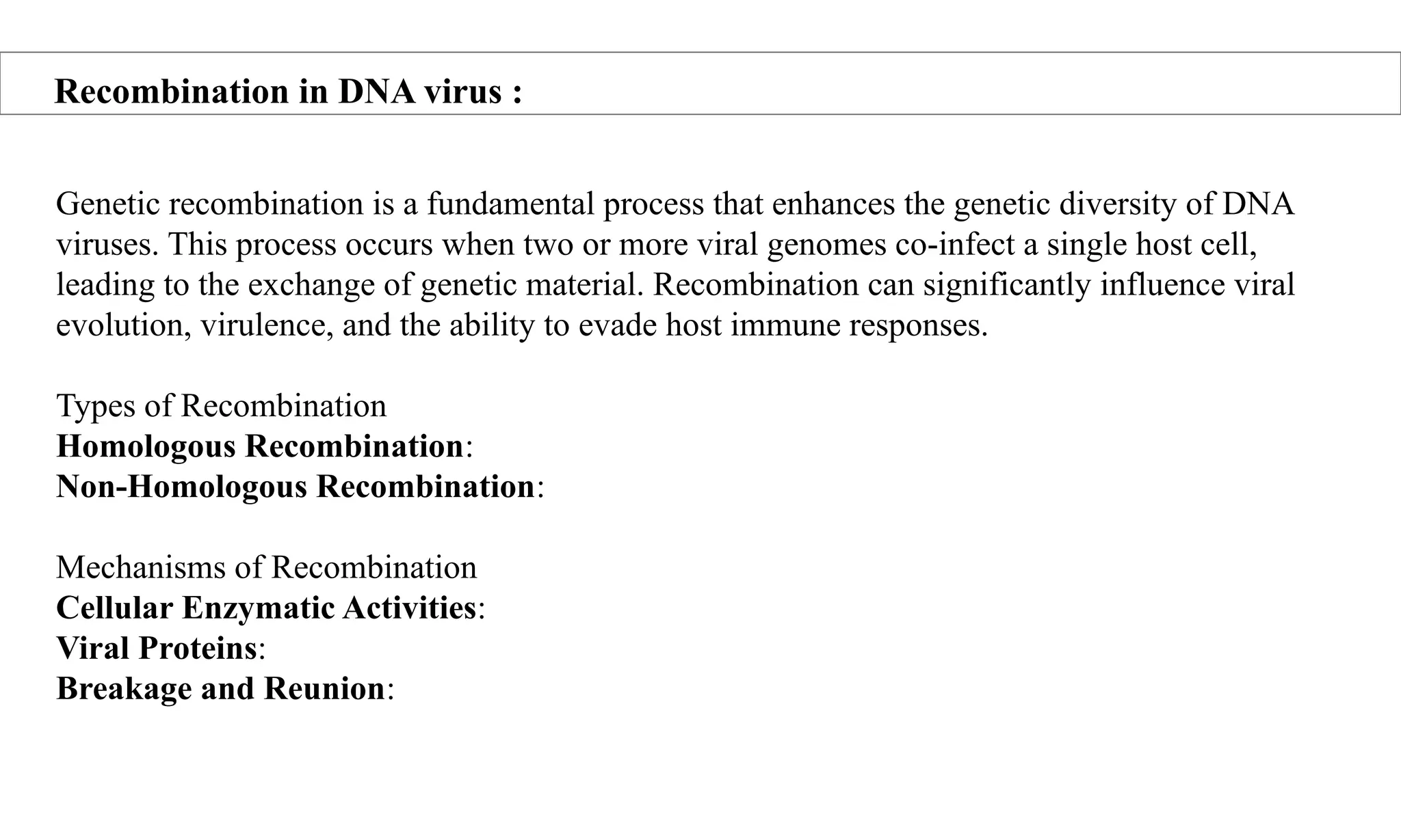 Genetic Recombination in Viruses: Mechanisms and Implications | PPT