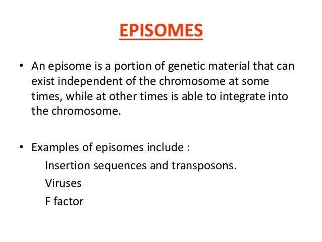 BACTERIAL RECOMBINATION, PLASMIDS AND EPISOMES
