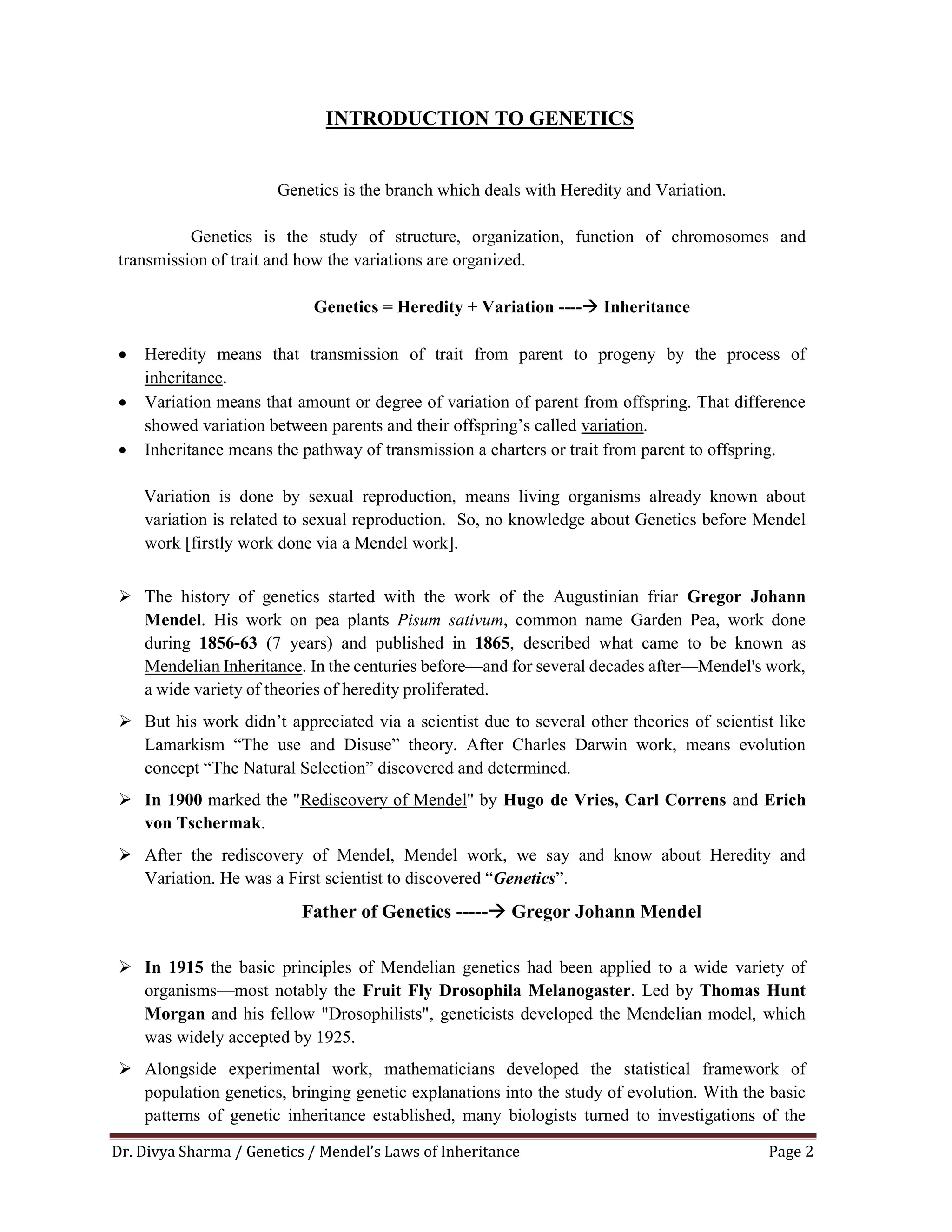 Mendal's Law of inheritance - Mono, Di & Trihybrid Crossing | PDF