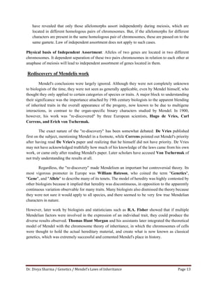 Mendal's Law of inheritance - Mono, Di & Trihybrid Crossing | PDF