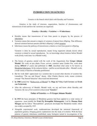Mendal's Law of inheritance - Mono, Di & Trihybrid Crossing | PDF