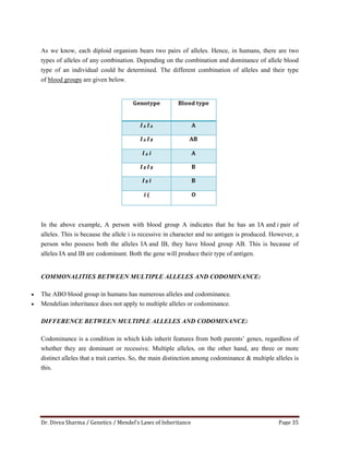 Mendal's Law of inheritance - Mono, Di & Trihybrid Crossing | PDF