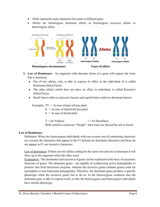 Mendal's Law of inheritance - Mono, Di & Trihybrid Crossing | PDF