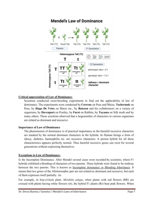 Mendal's Law of inheritance - Mono, Di & Trihybrid Crossing | PDF