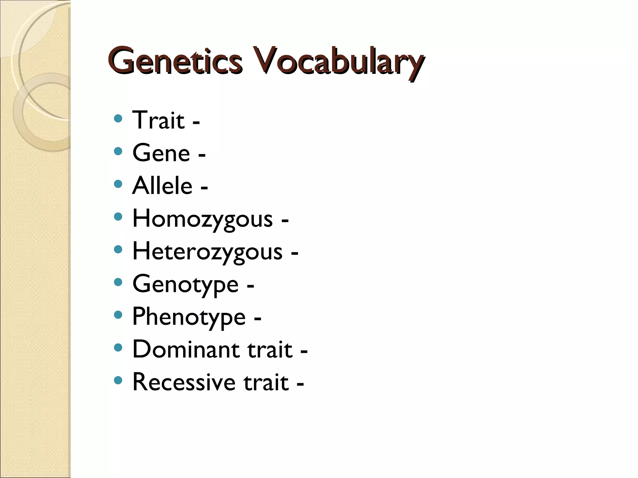 Genetics Vocab Slide | PPT