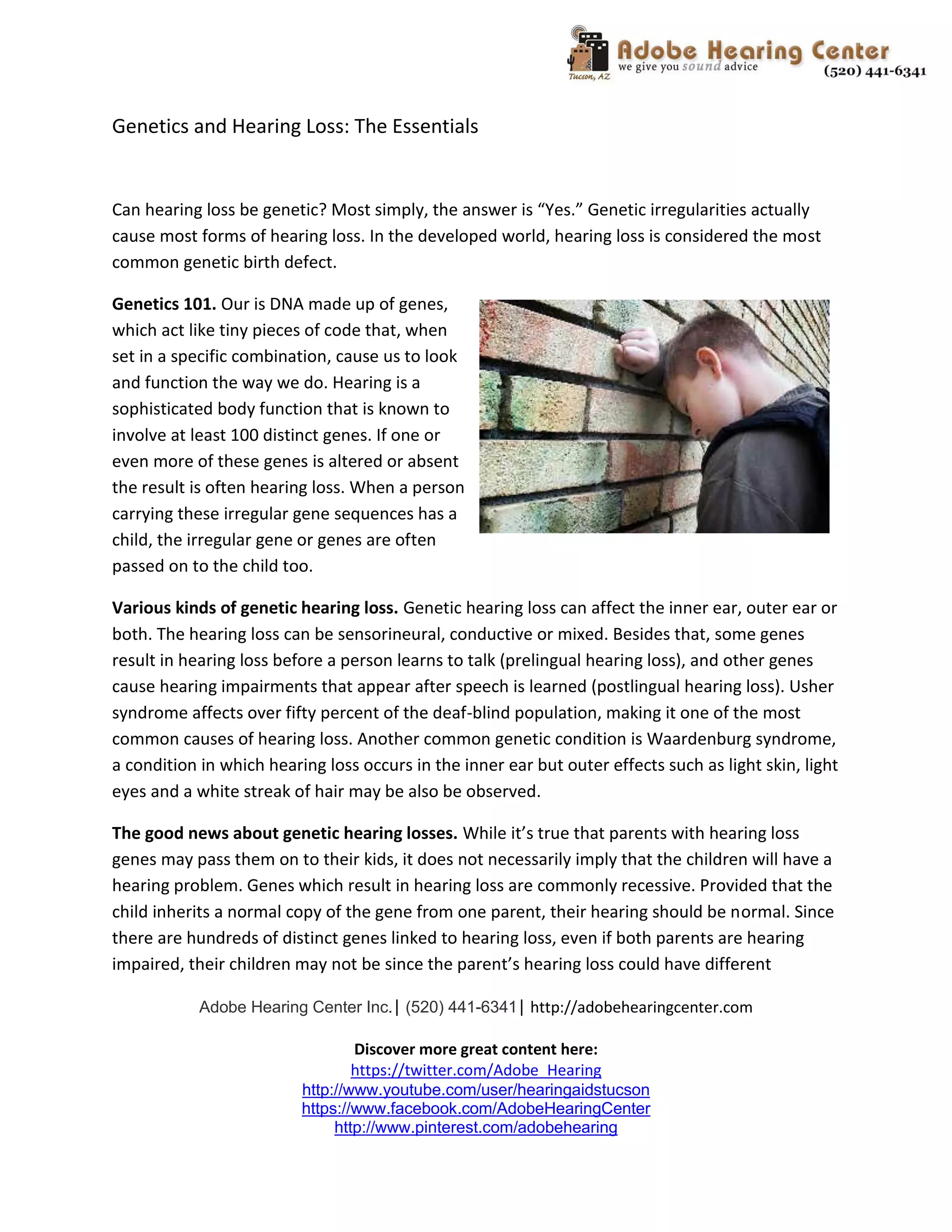 Genetics and Hearing Loss The Essentials | PDF