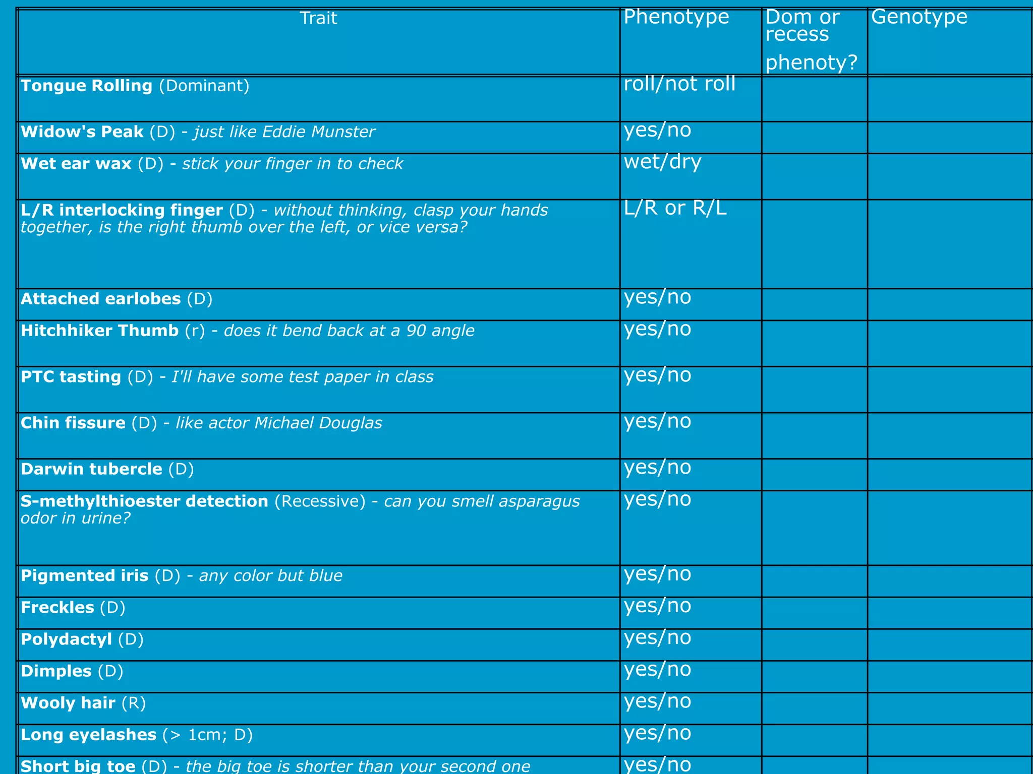 Genetics examples | PPTX