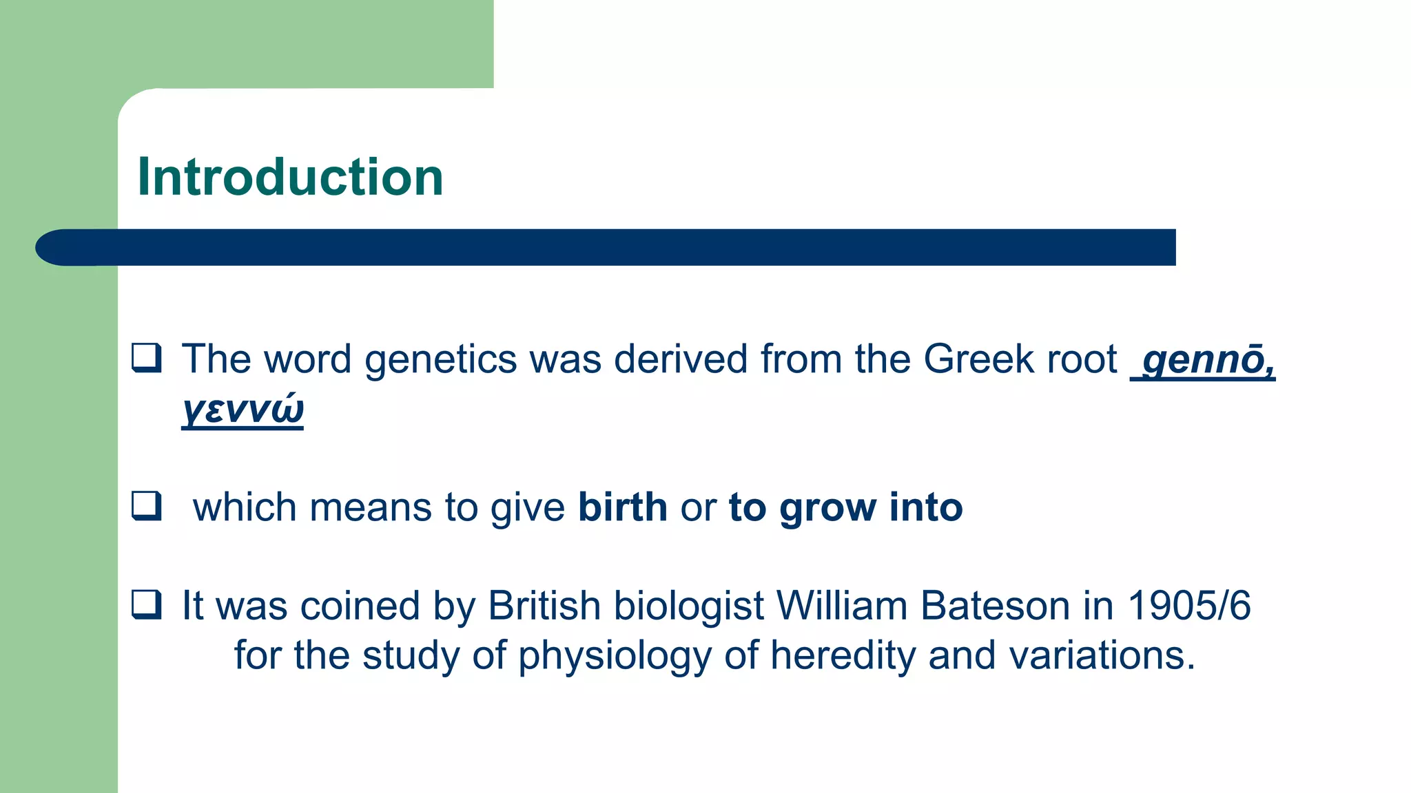 Introduction to genetics | PPTX | Biological Sciences | Science