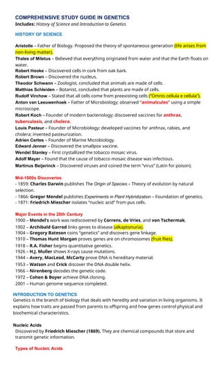 GENETICS Mid-Term Reviewer for all students | DOCX