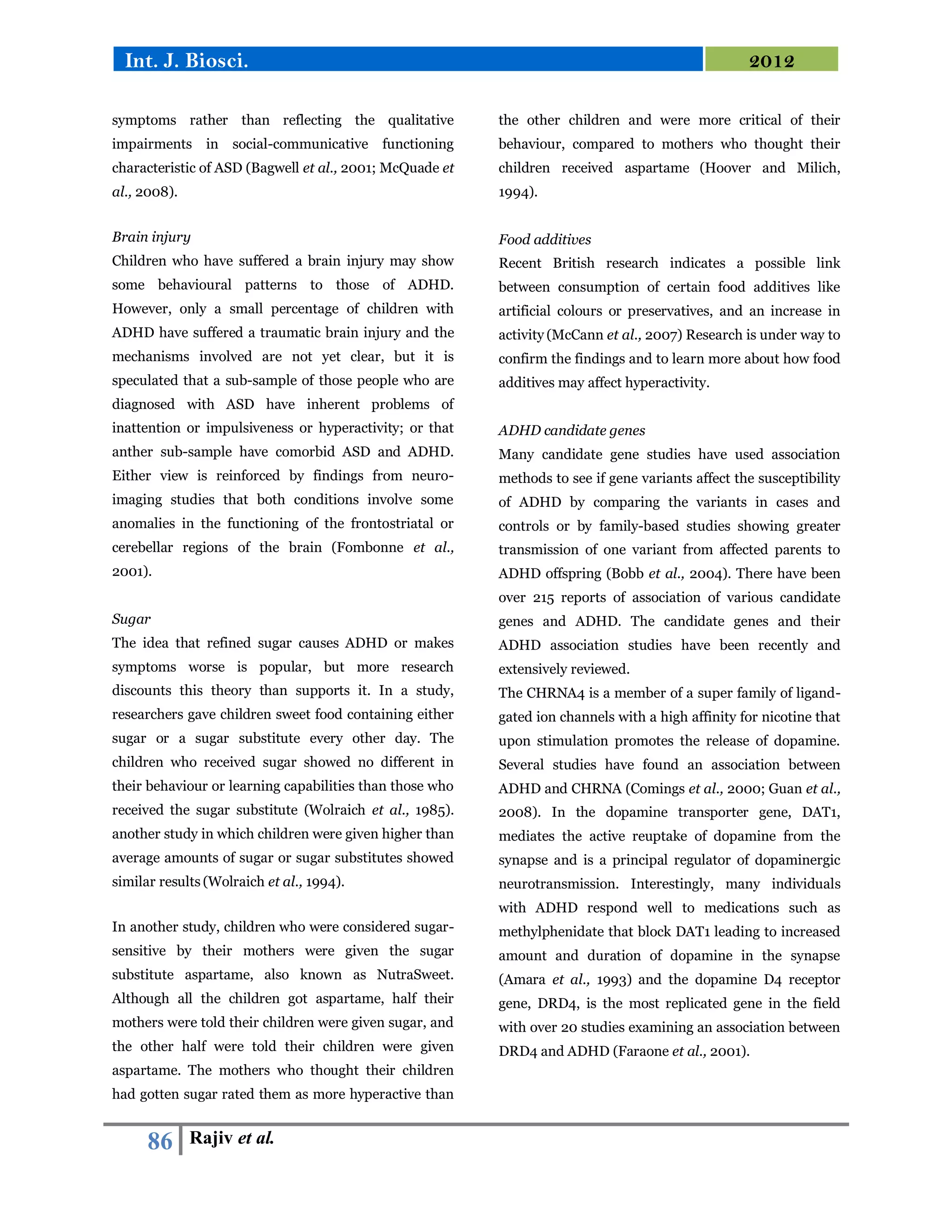 Genetics of attention deficit hyperactivity disorder (adhd) | PDF