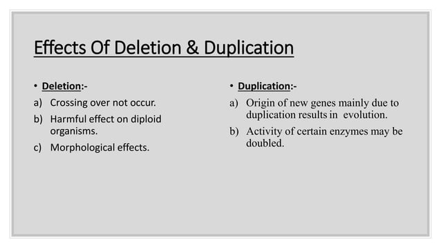 Deletion and Duplication of Chromosomes | PPTX | Genetics | Science