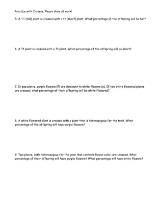 Sci 9 Genetics Practice Problems | DOC