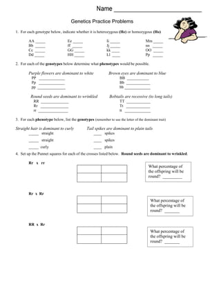 Genetics practice simple | PDF