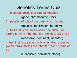 Genetics vocabulary - 4.00