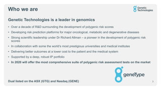 Genetic Technologies Biotech Showcase Presentation | PDF