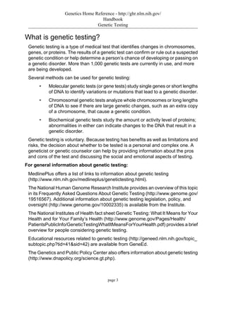 Global Medical Cures™ | Genetic Testing Handbook | PDF | Infertility ...