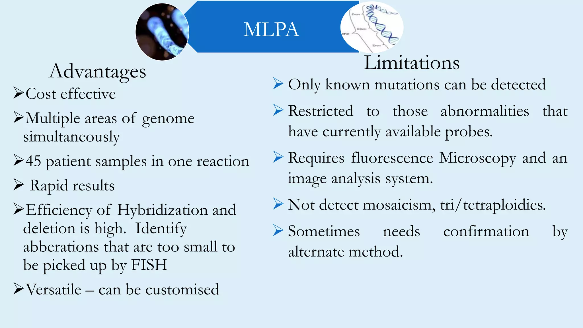 Genetic tests overview - Karyotype, FISH, MLPA, CMA, Sanger sequencing ...