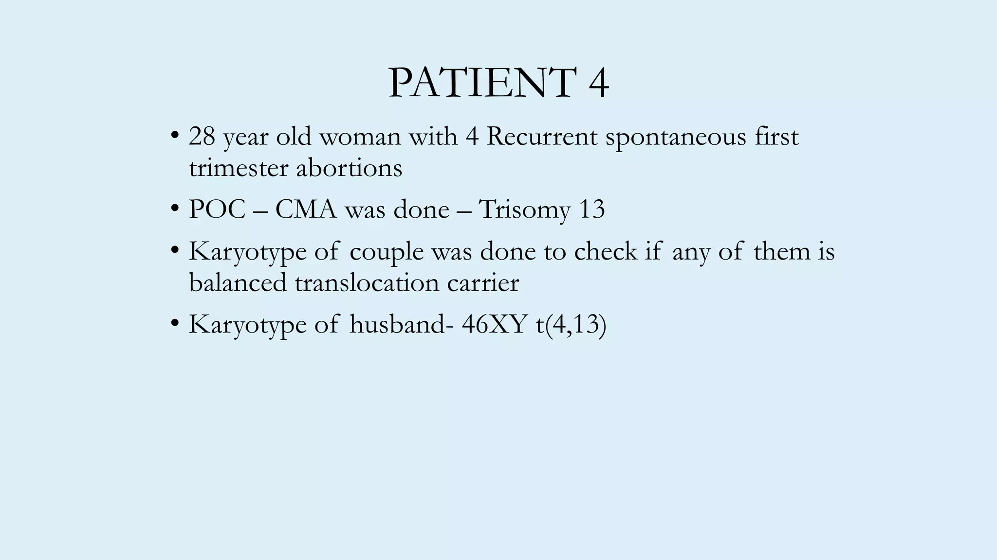 Genetic tests overview - Karyotype, FISH, MLPA, CMA, Sanger sequencing ...