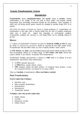 Genetic transformation system | PDF