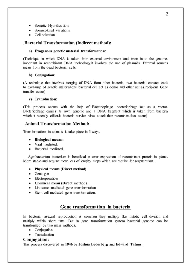 Genetic transformation system