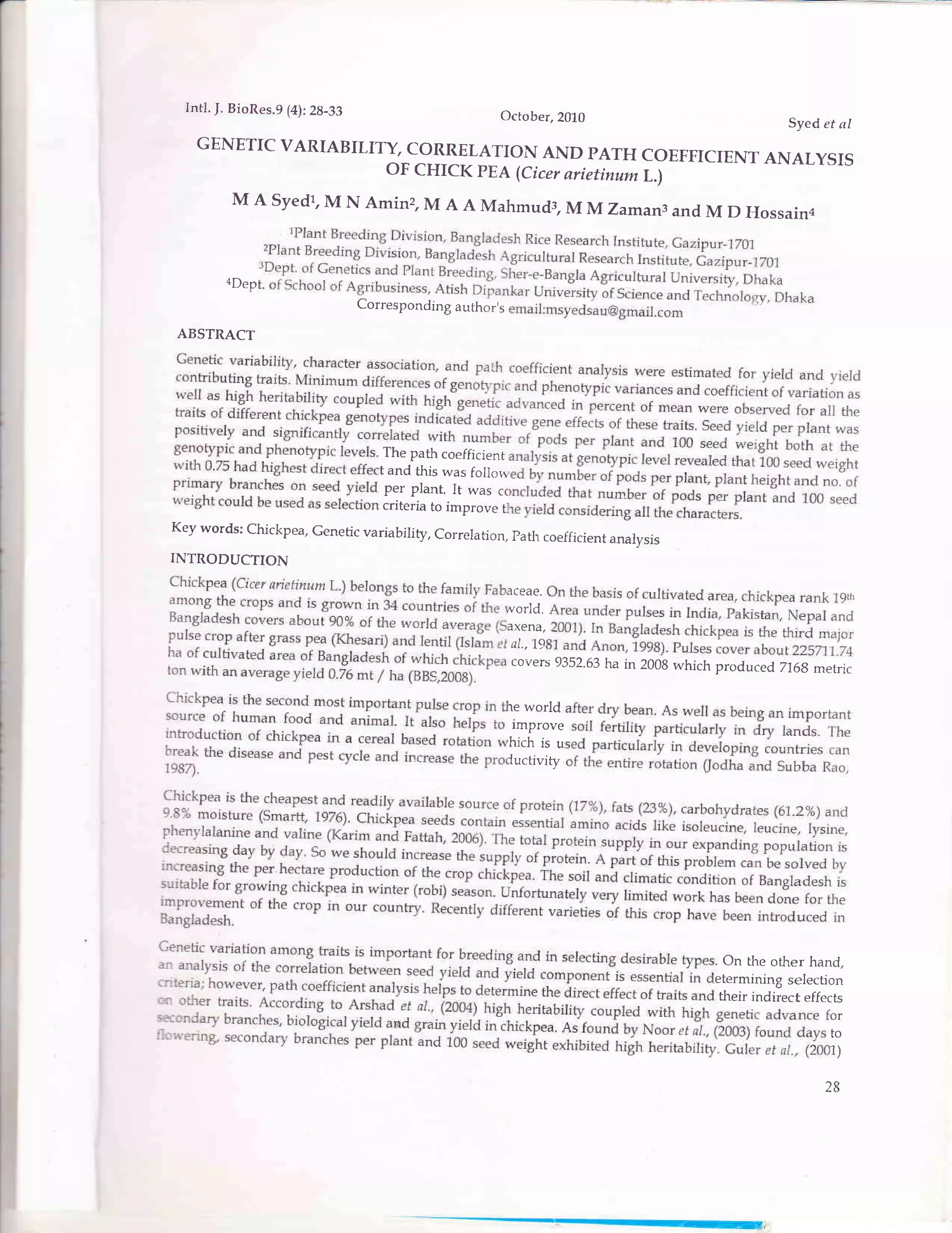 Genetic variability, correlation and path coefficient analysis | PDF Genetic variability, correlation and path coefficient analysis | PDF