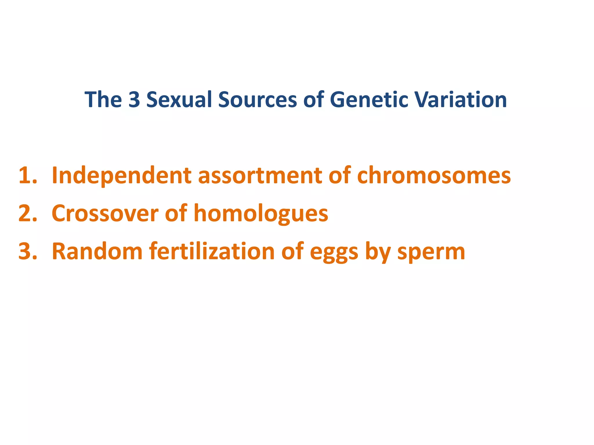 Genetic variation due to meiosis | PPTX | Genetics | Science