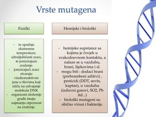 Genetika - Genotoksičnost i mutagenost | PPTX
