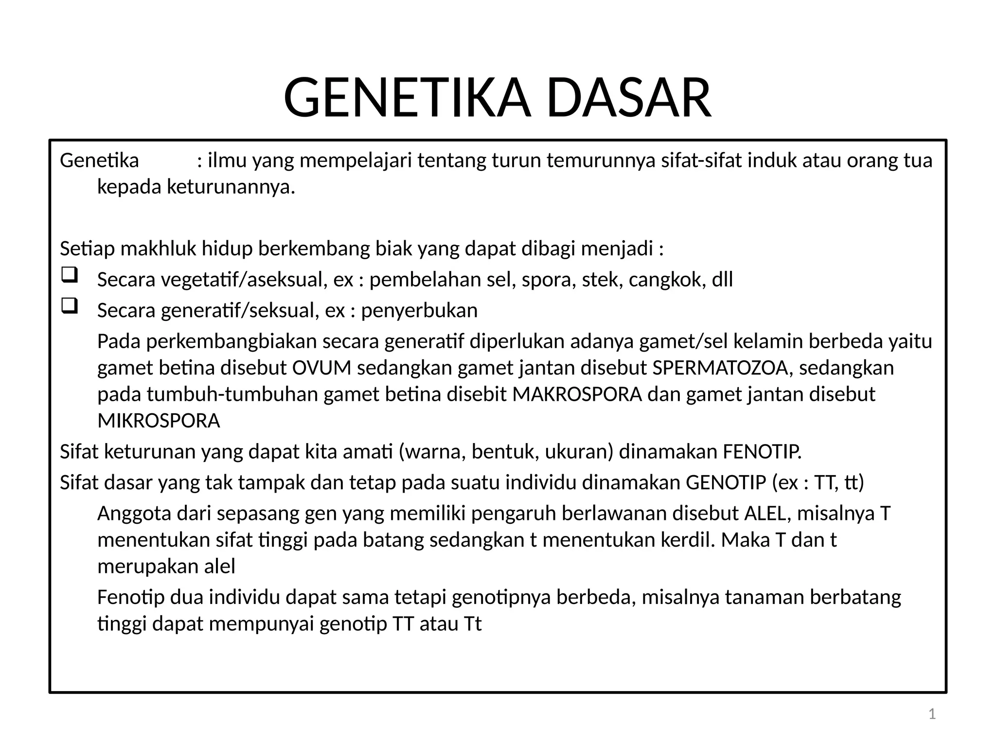 ILMU YANG MEMPELAJARI GENETIKA DASAR TANAMAN | PPTX