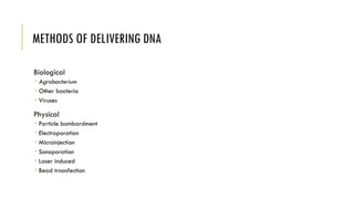 Gene transfer techniques in biotechnology | PPT