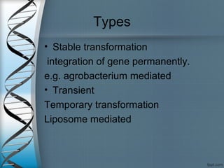 Gene transformation techniques | PPT