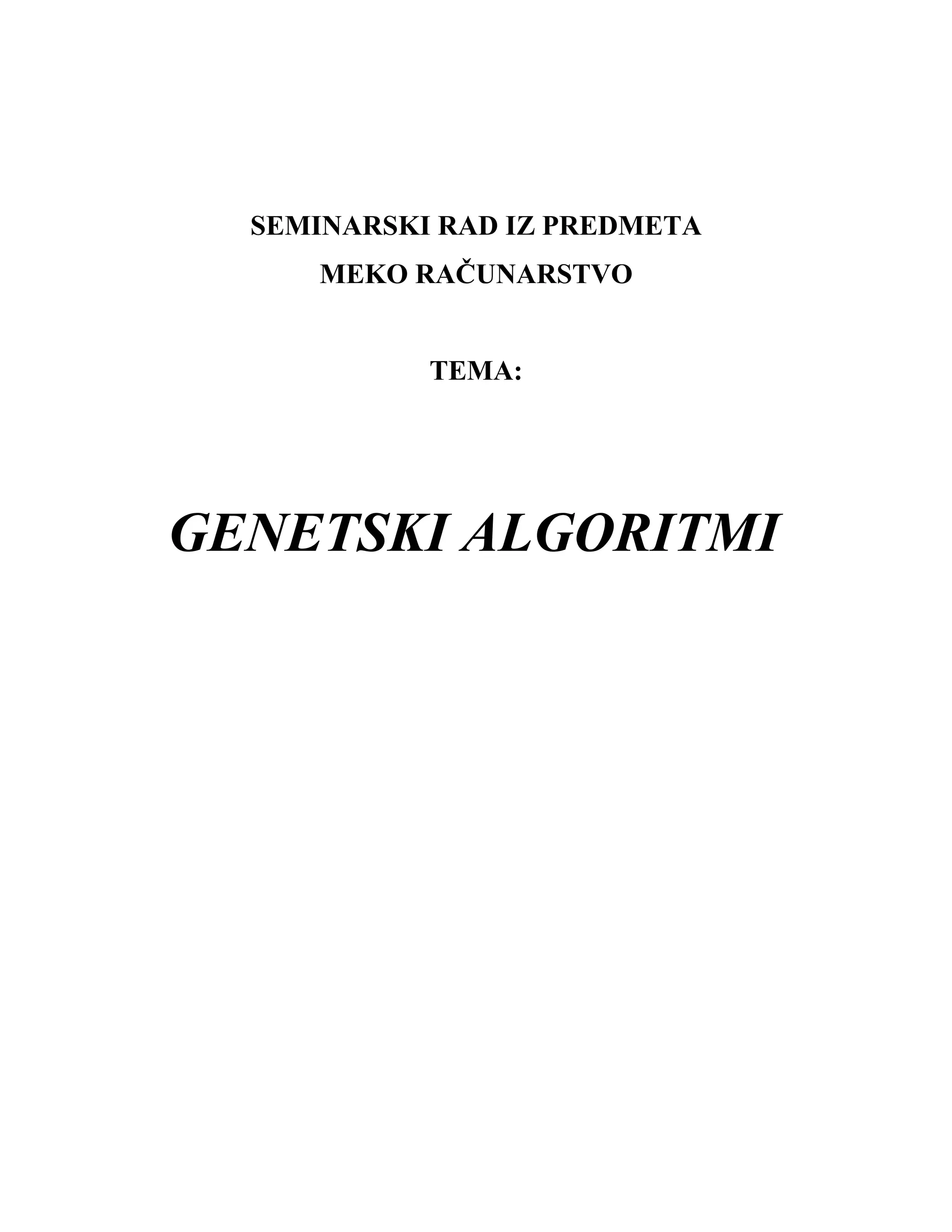 Genetski algoritmi meko racunarstvo-22 | DOC