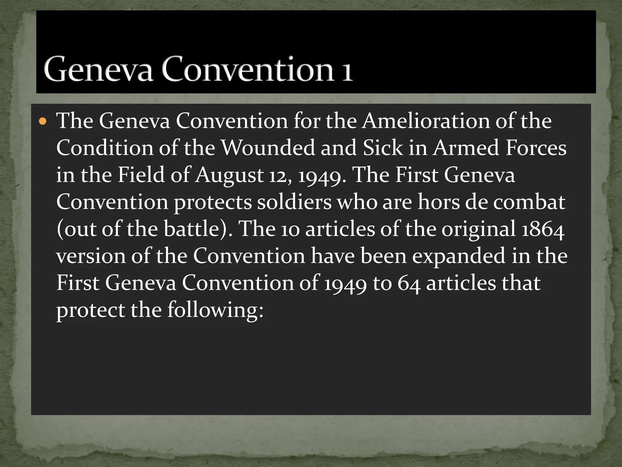 GENEVA CONVENTION COVERING IMPORTANT ASPECTS | PPTX
