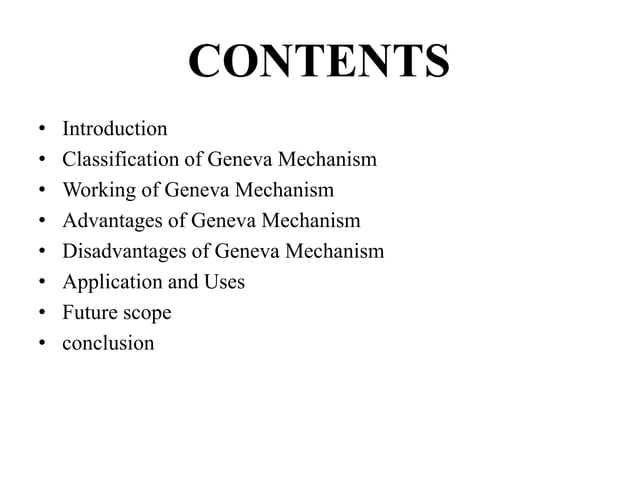 Geneva mechanism ppt | PPTX | Robotics | Technology & Computing