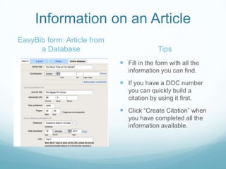 Using EasyBib | PPT