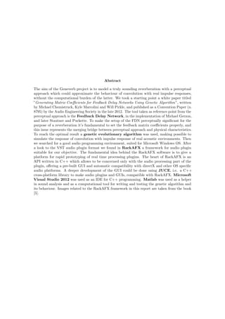 Developing a Reverberation Plugin with the aim of a Genetic Algorithm | PDF