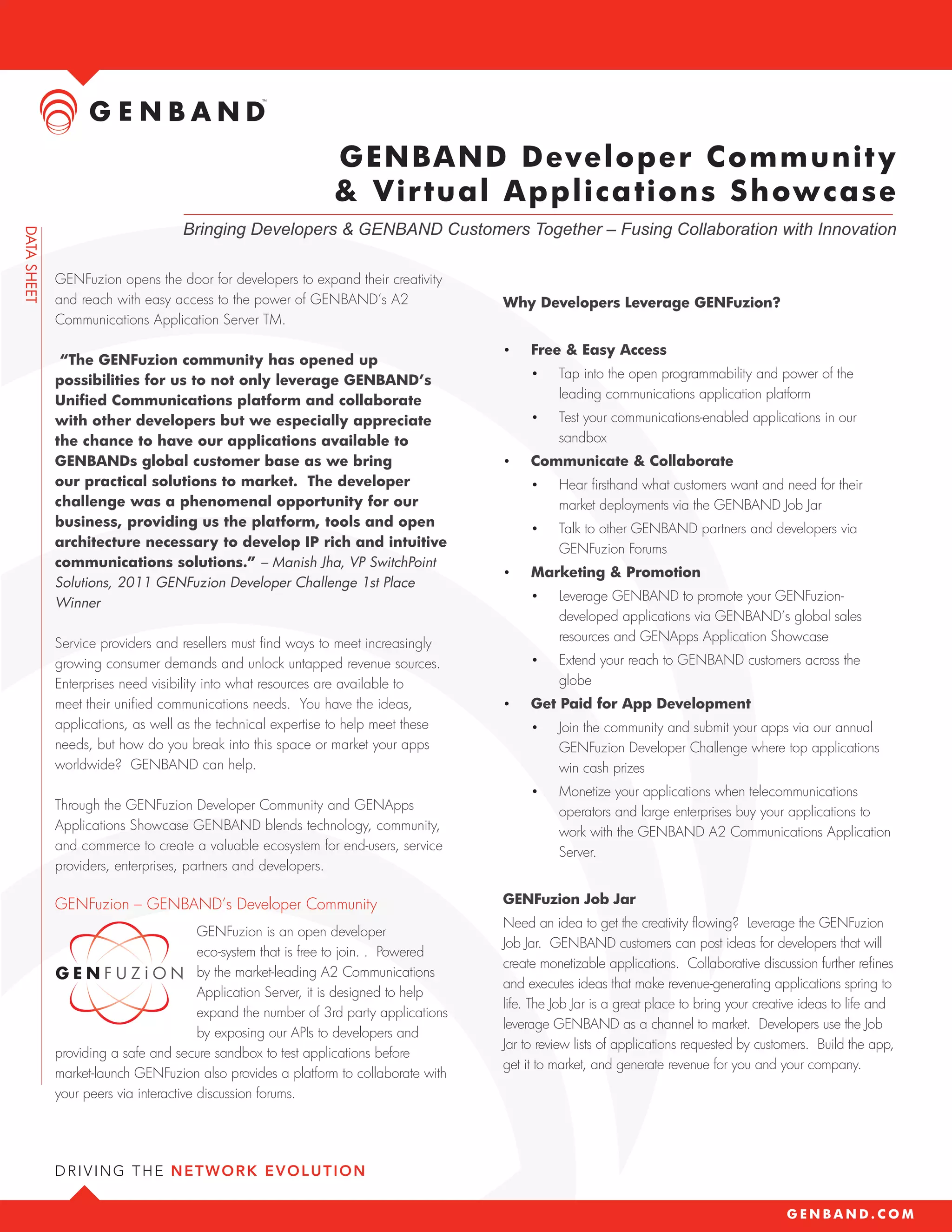 GENBAND GENFuzion datasheet | PDF | Computer Software and Applications ...