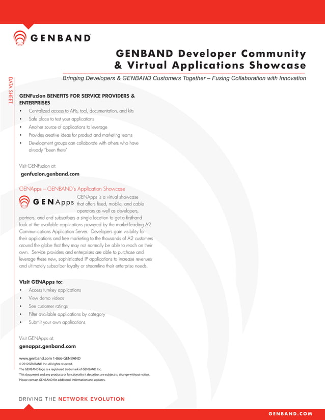 GENBAND GENFuzion datasheet | PDF | Computer Software and Applications ...