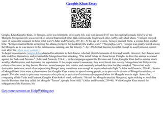 Genghis Khan | PDF | Genealogy and Ancestry | Hobbies & Interests